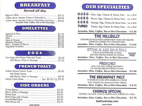 Breakfast Menu – Deli Central