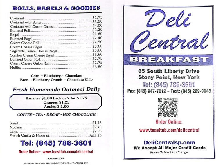 Breakfast Menu – Deli Central
